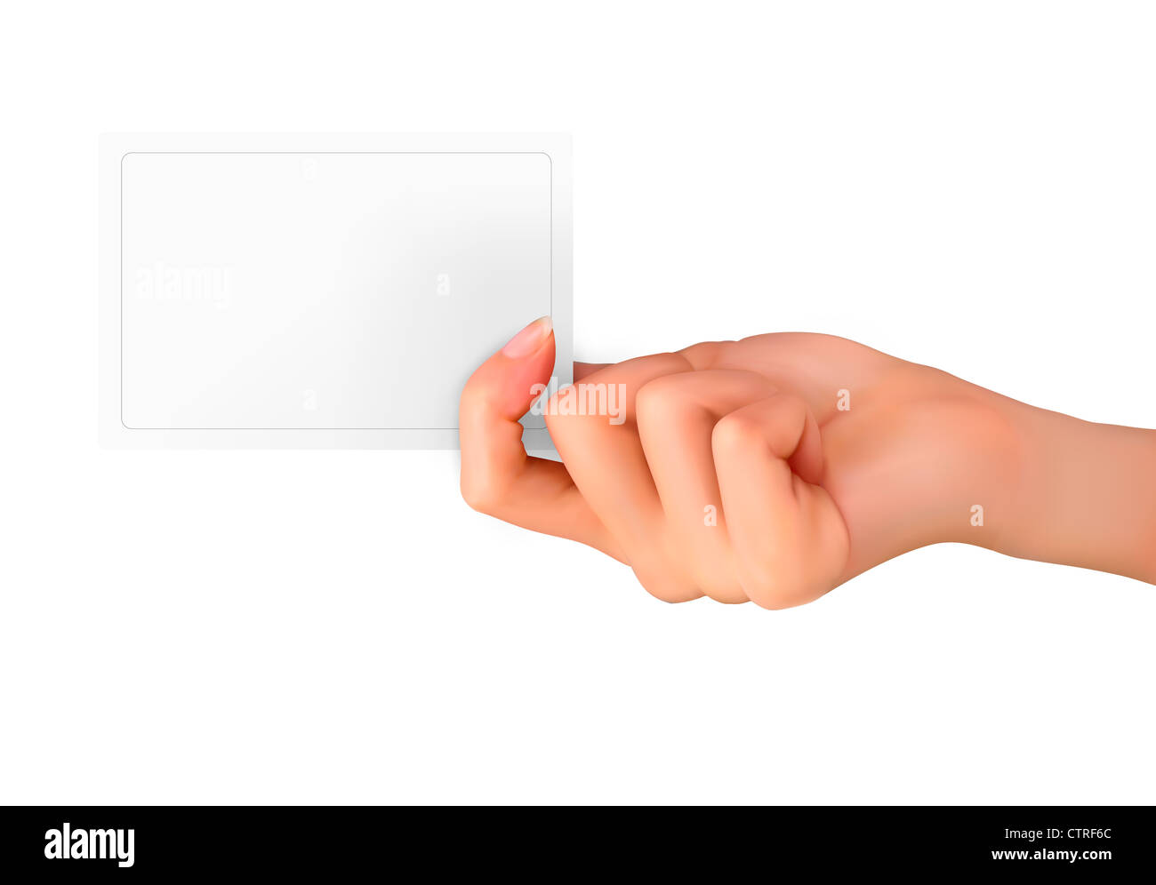 Hand holding paper card illustration Stock Photo - Alamy