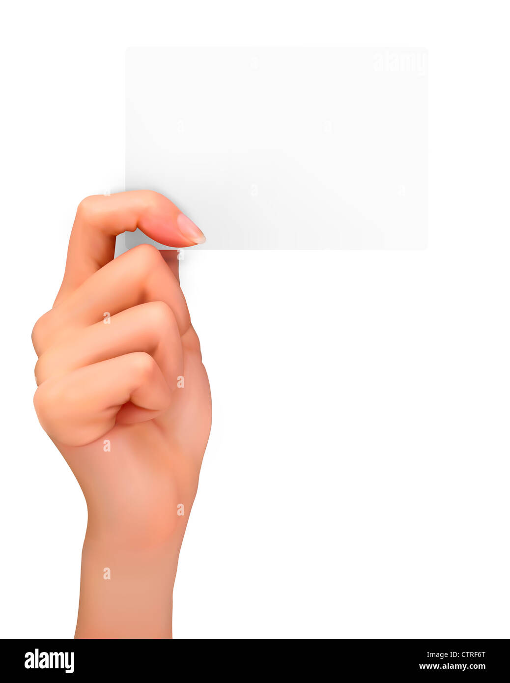 Hand holding paper card illustration Stock Photo - Alamy