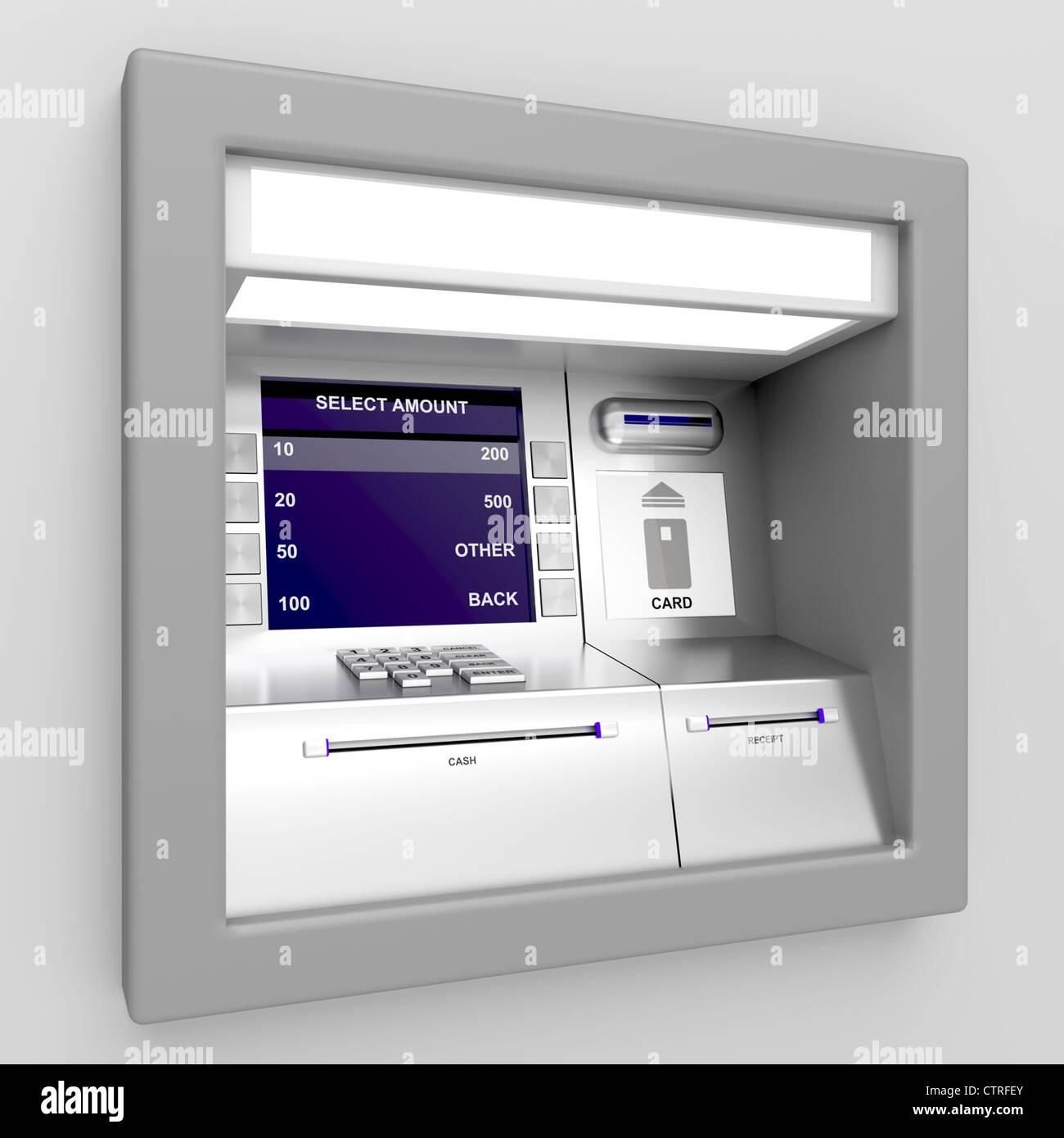 Automated teller machine on gray background Stock Photo - Alamy