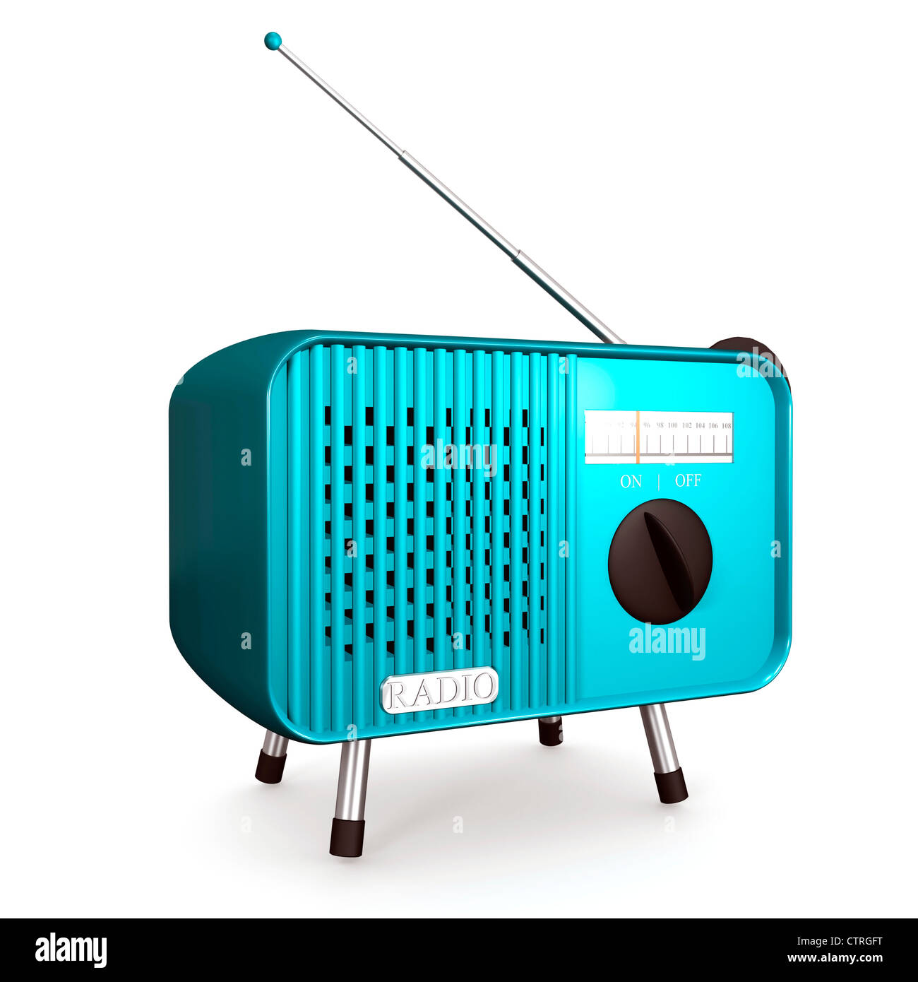 3d illustration of a turquoise retro radio Stock Photo - Alamy