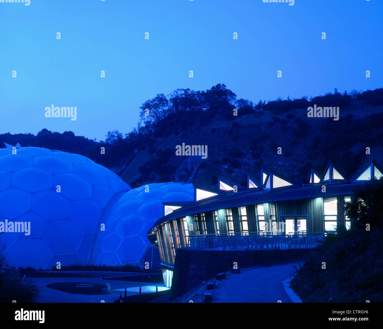 the core at the eden project overall night view Stock Photo - Alamy