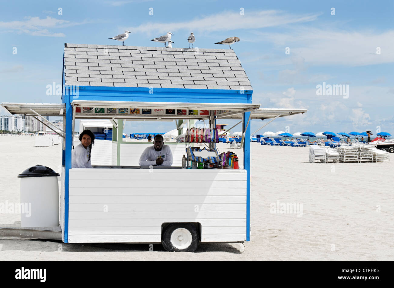 Beach bar, beach area, "12 ST", Miami Beach, Florida, USA Stock Photo ...
