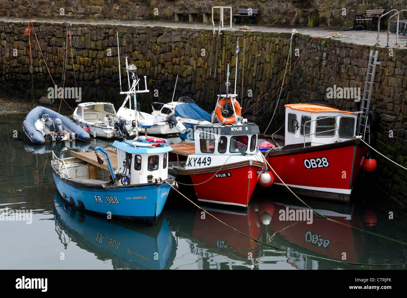 Fishing boats at Crail Harbour, in the East Neuk of Fife, Scotland ...
