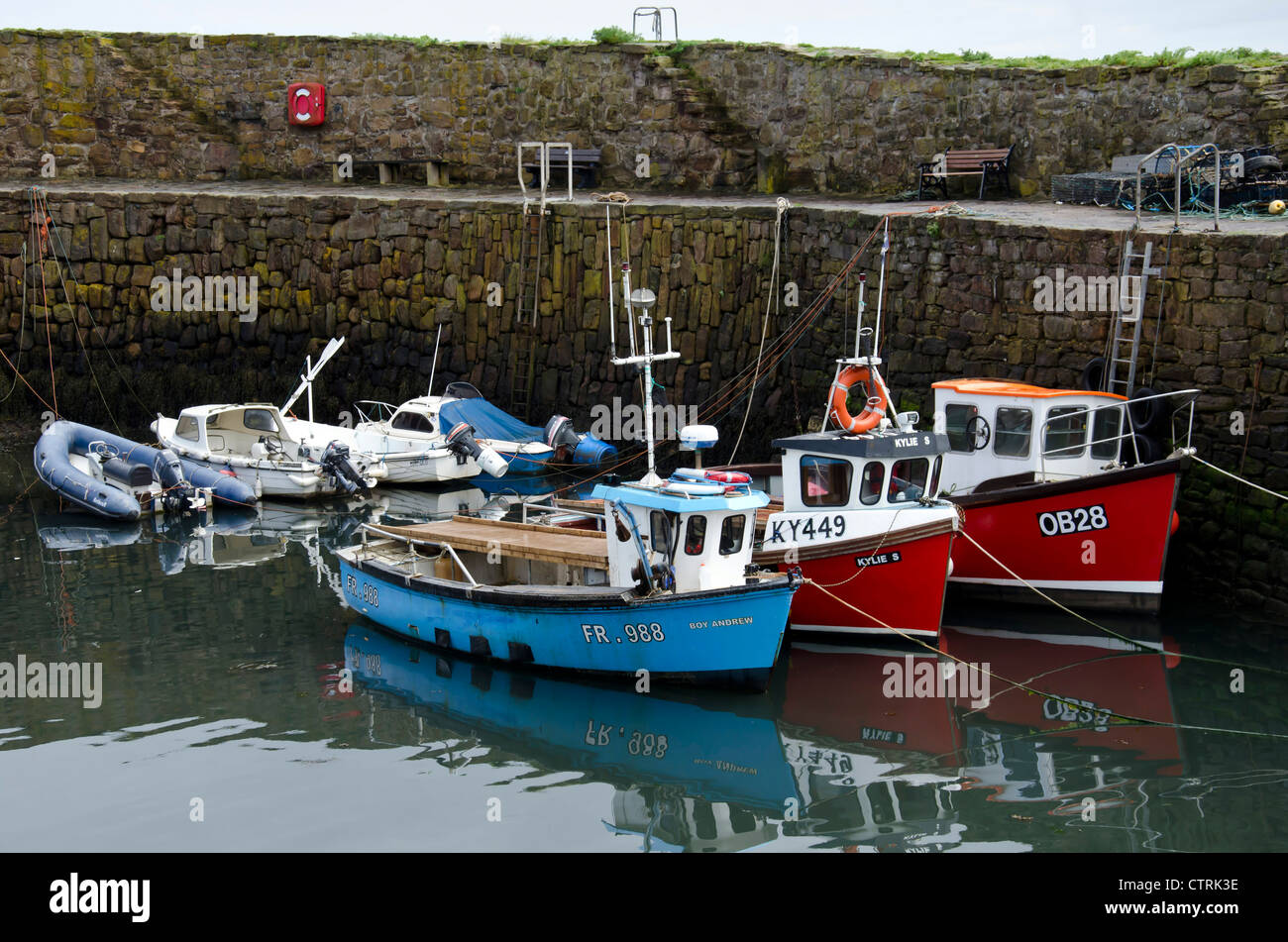 Fishing boats at Crail Harbour, in the East Neuk of Fife, Scotland ...