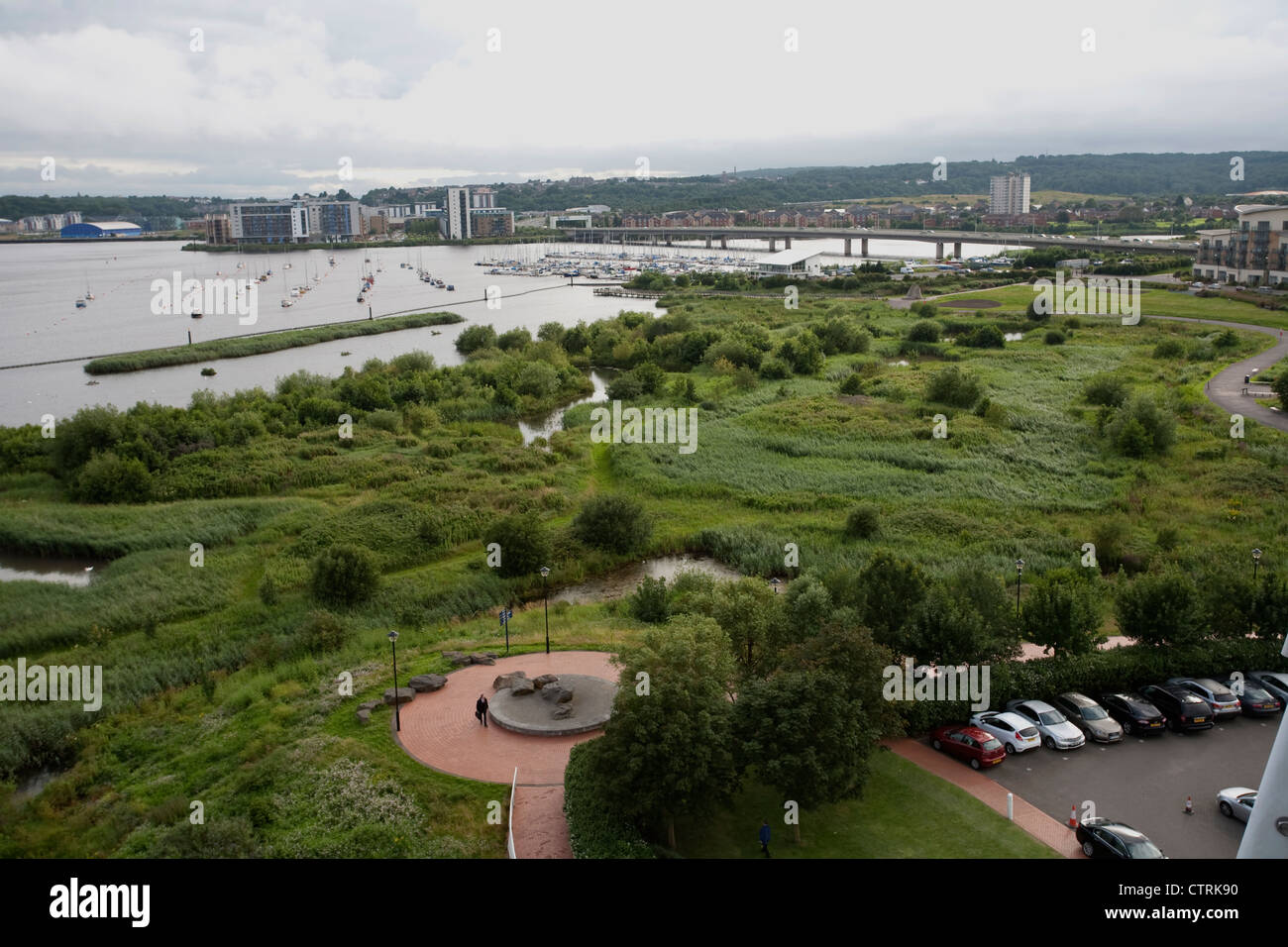 Cardiff Bay, South East Wales looking towards the Bristol Channel Stock ...