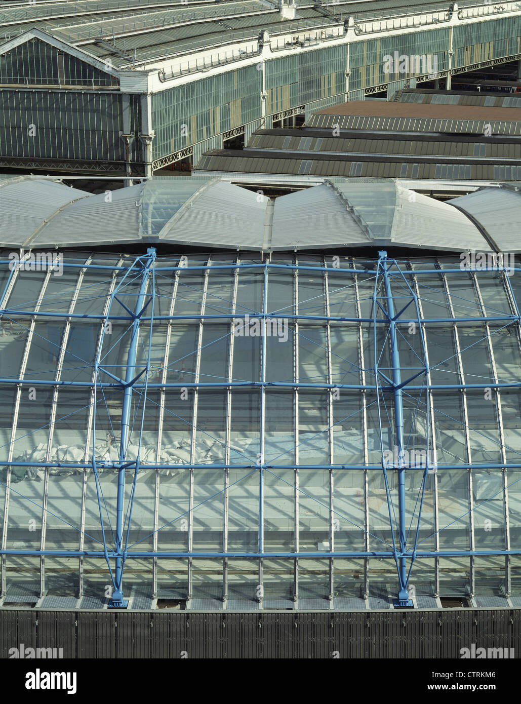 waterloo international terminal exterior detail of roof from above ...