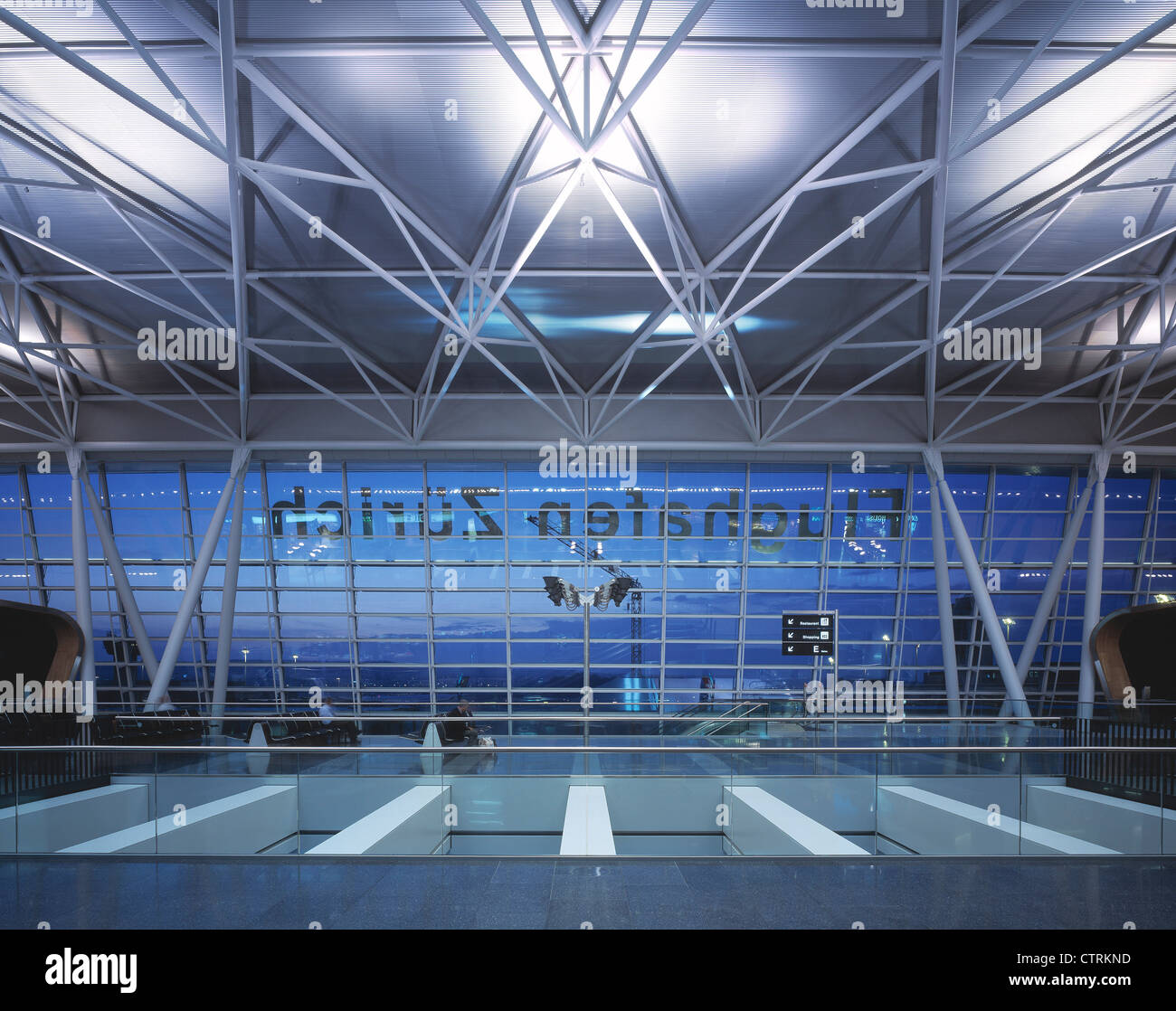 airside center zurich airport overall interior view (evening) upper ...