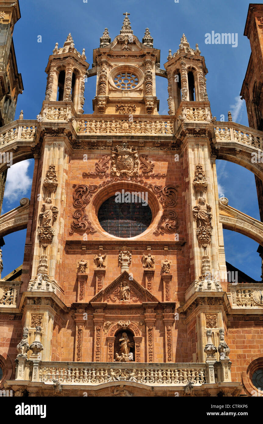 Spain, St. James Way: Baroque facade of the Cathedral of Astorga Stock ...