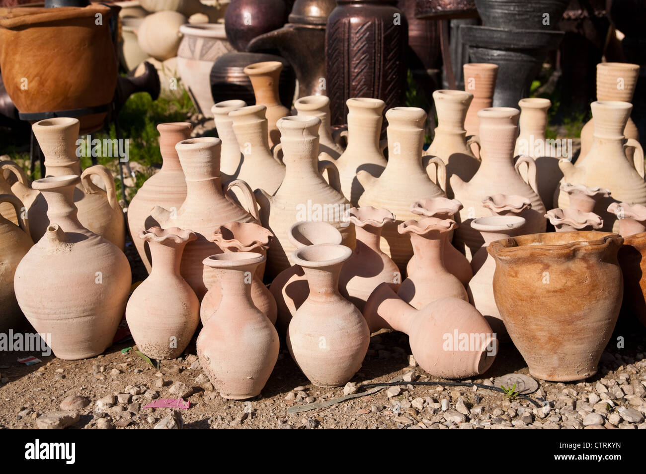 variety of pottery in middle east markets Stock Photo - Alamy