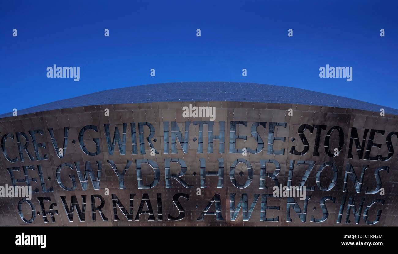 welsh millennium centre panoramic view showing inscription Stock Photo ...