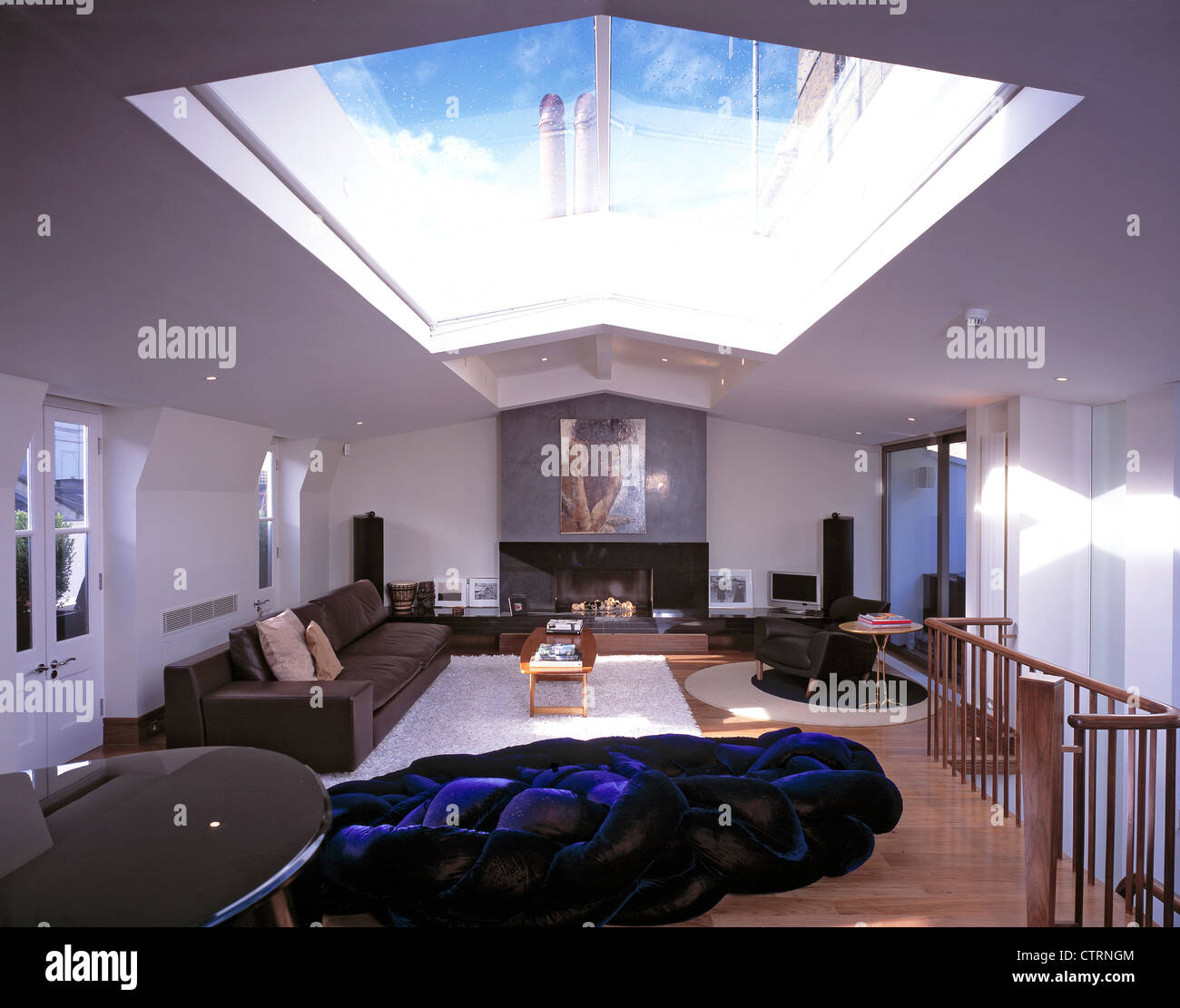 private house interior view - living room on top floor Stock Photo - Alamy