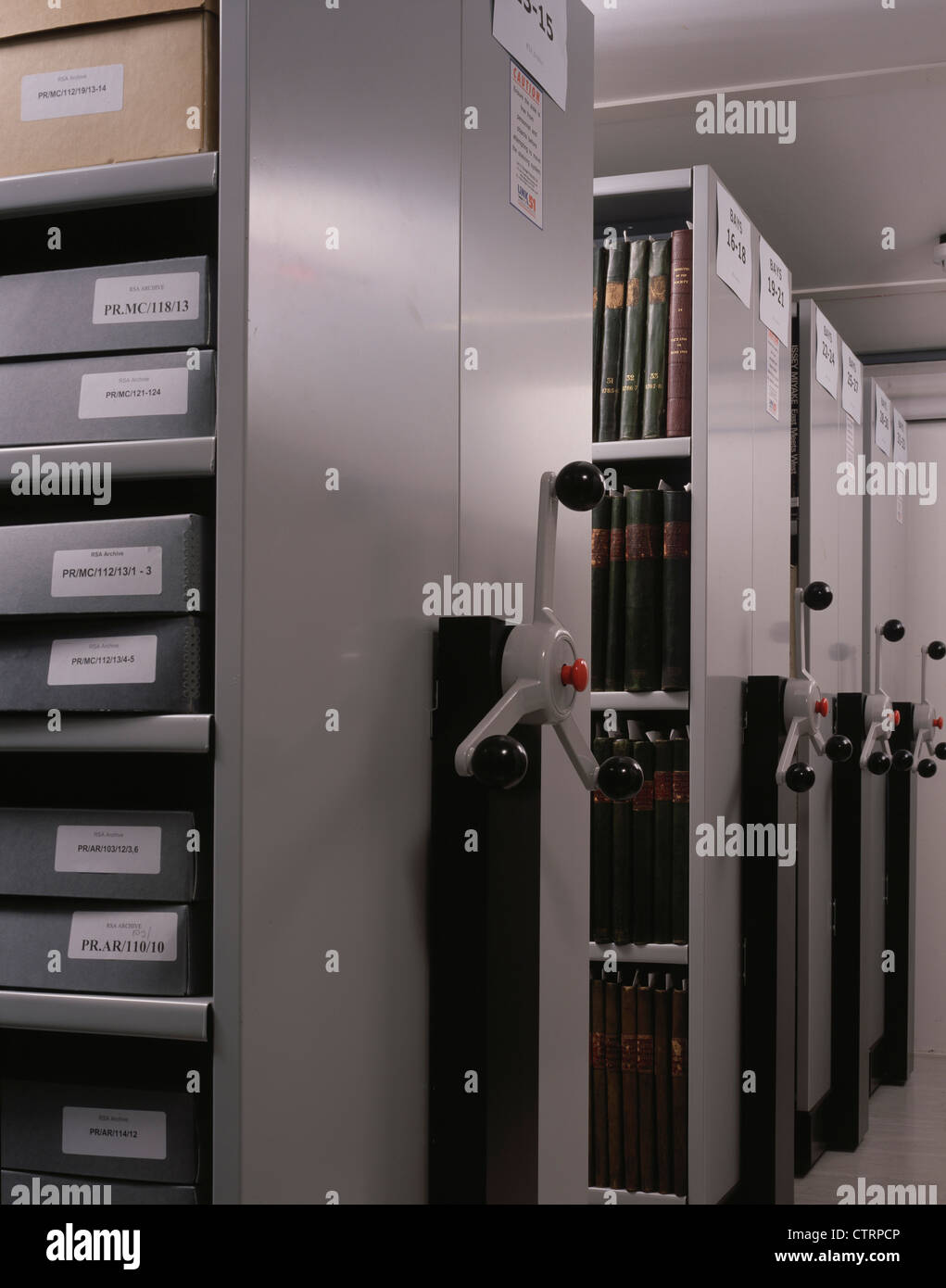 royal society of arts archive with rolling shelving system Stock Photo ...