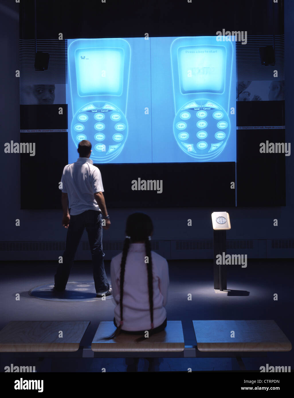 communications exhibition, museum of scotland interactive screens Stock ...