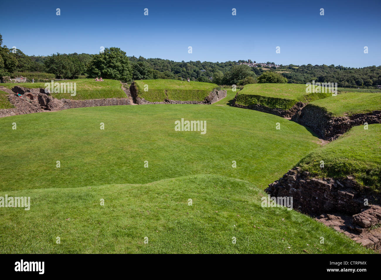 The Roman Amphitheatre at Caerleon, near Newport, Cardiff, Wales Stock ...
