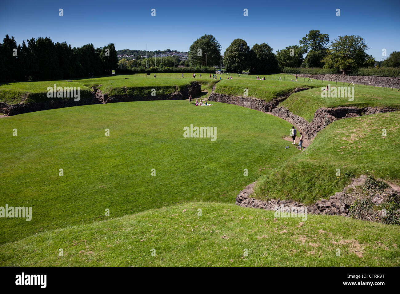 The Roman Amphitheatre at Caerleon, near Newport, Cardiff, Wales Stock ...
