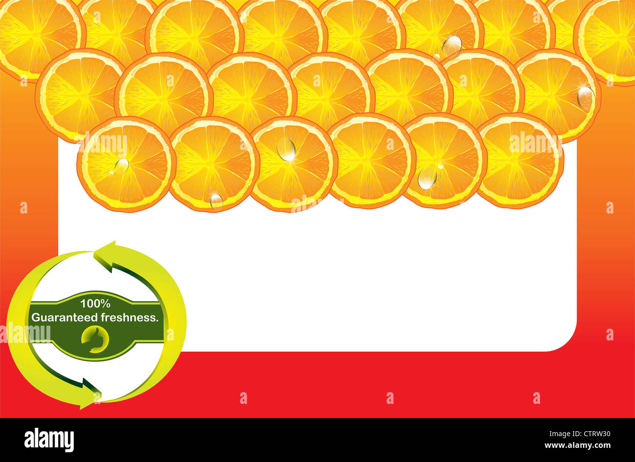 Frame and background of fresh fruits and 100% guaranteed Stock Photo ...