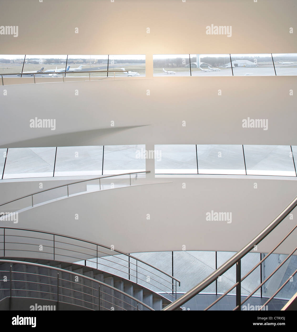 tag farnborough airport detail of glazing and stairs Stock Photo - Alamy