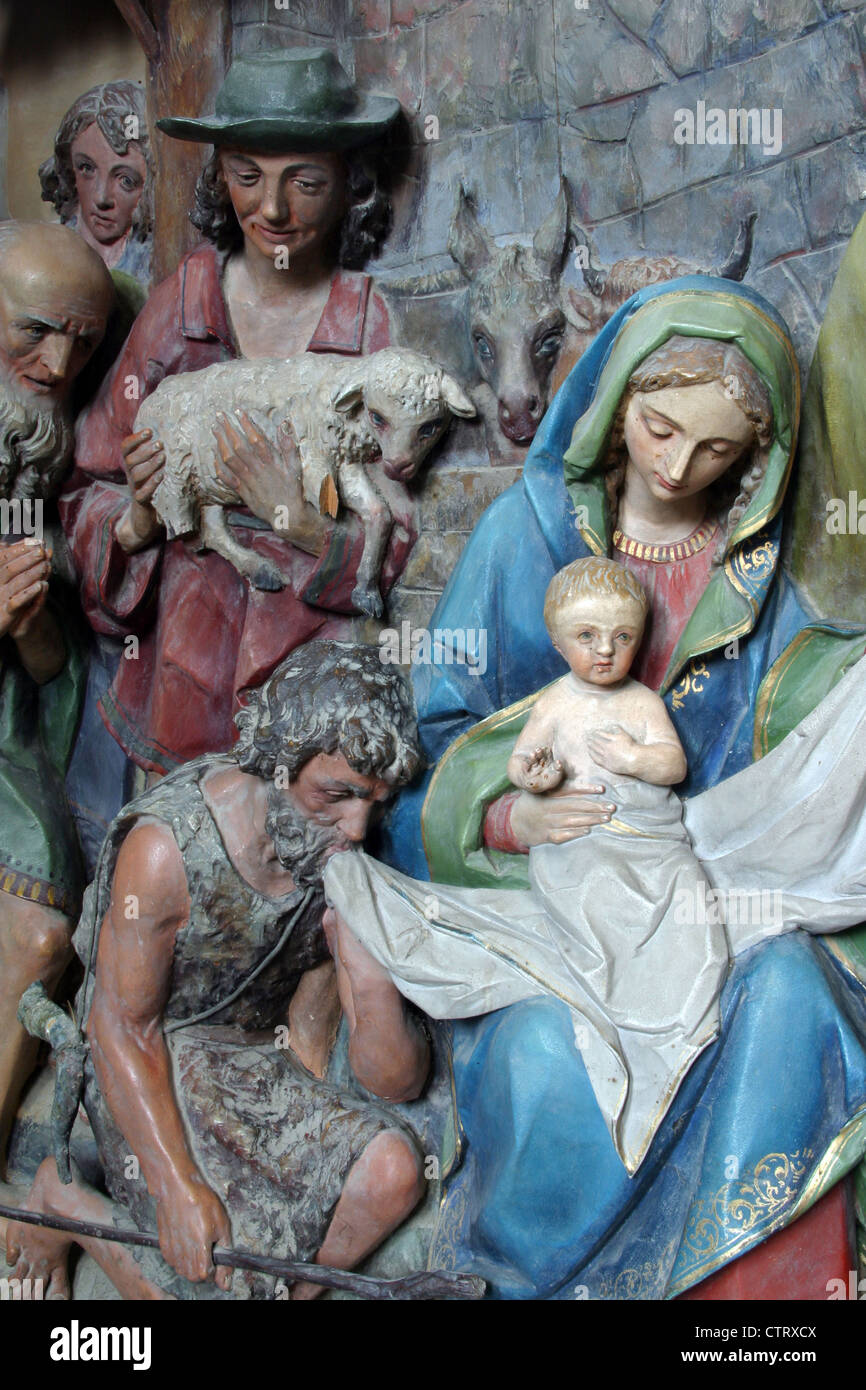 Nativity Scene, Adoration of the shepherds Stock Photo - Alamy