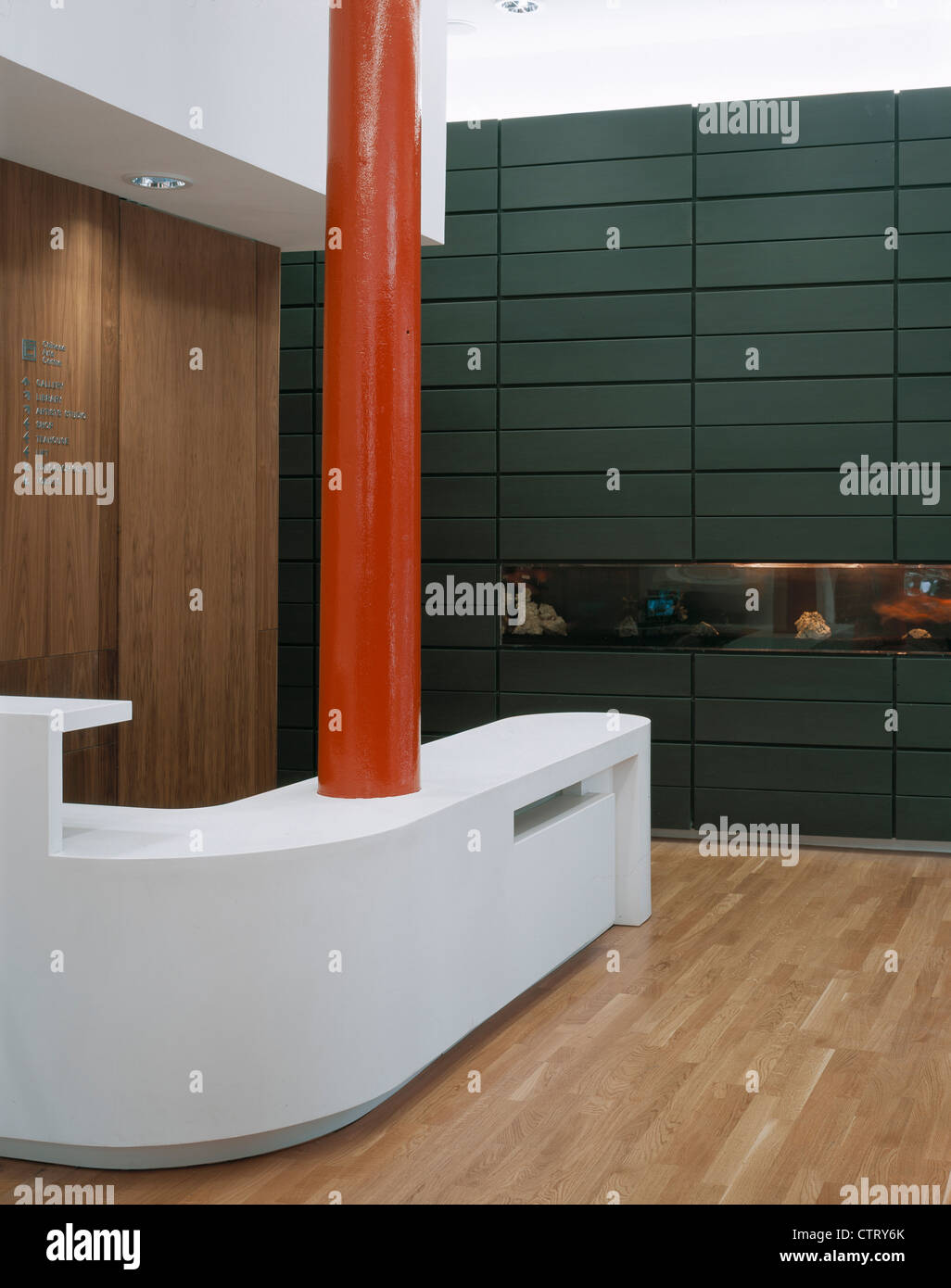 chinese arts centre, market buildings reception desk and fish tank in ...