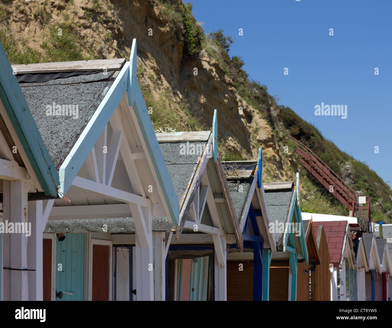 Beach huts on Swanage Seafront Stock Photo - Alamy