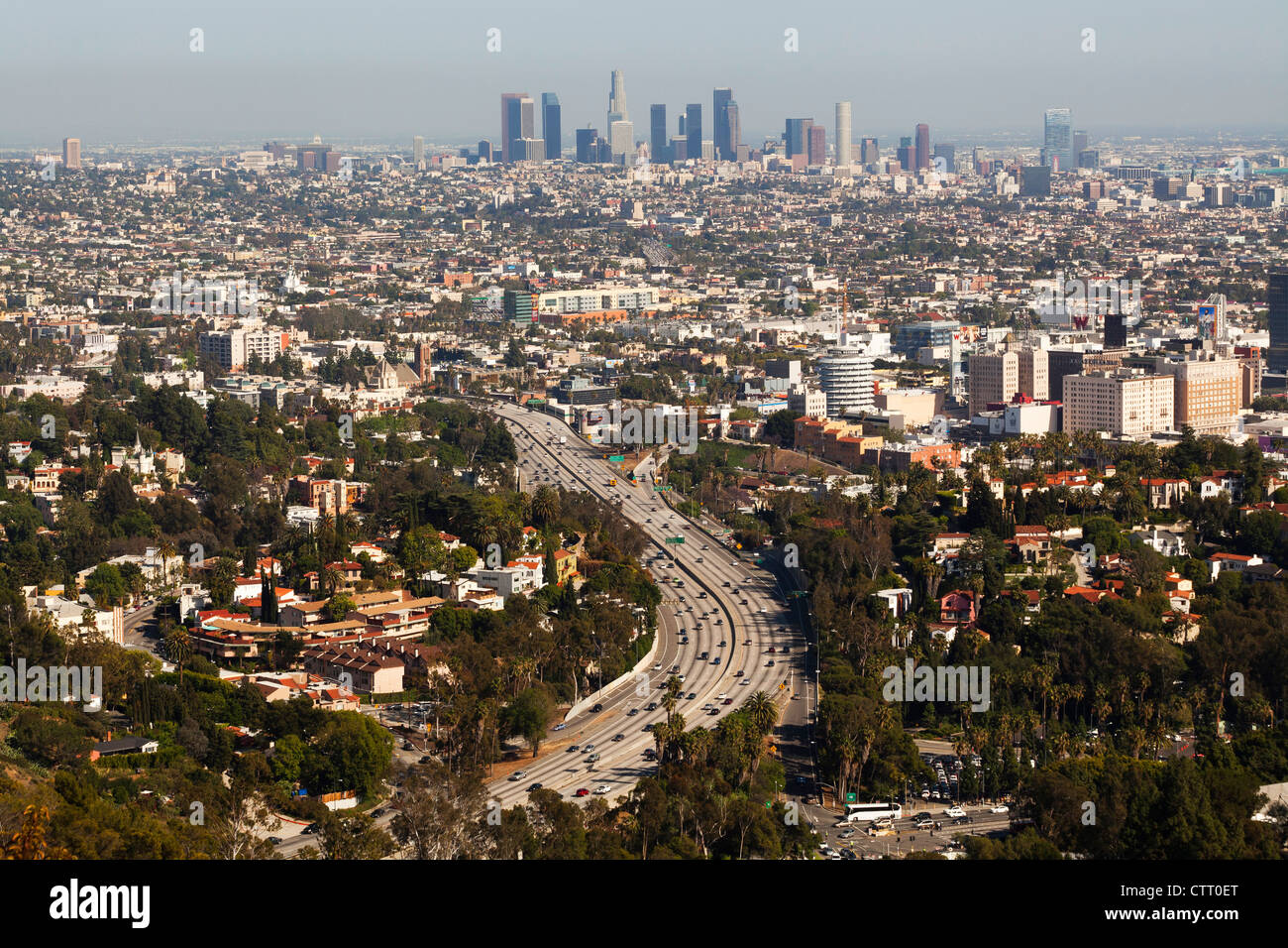 Hollywood Freeway and downtown LA Stock Photo - Alamy