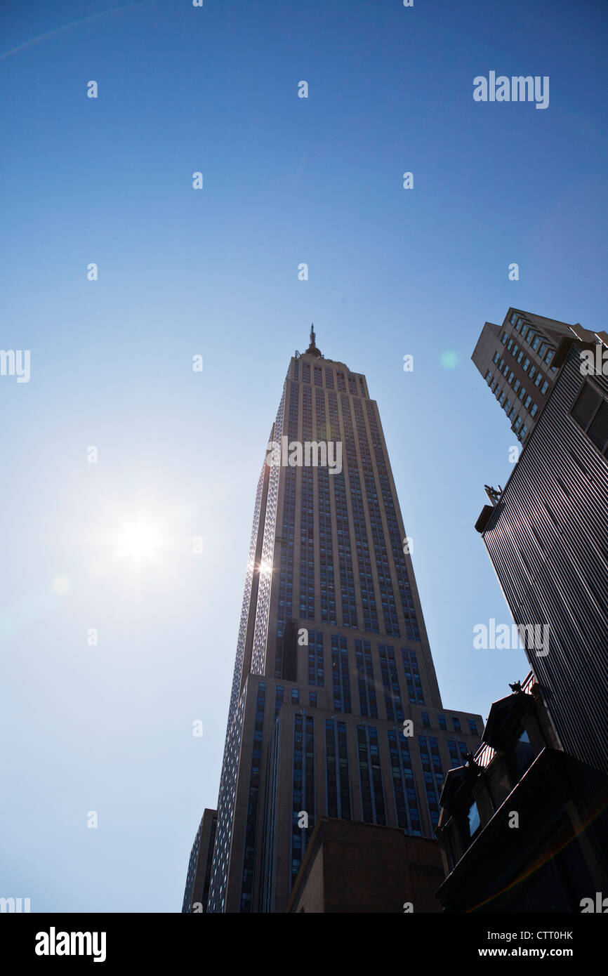 Looking up at the exterior of Empire State building outside iconic ...