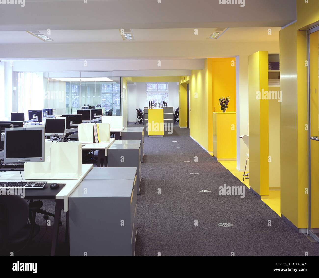 soho square office view along open plan office space to window Stock ...