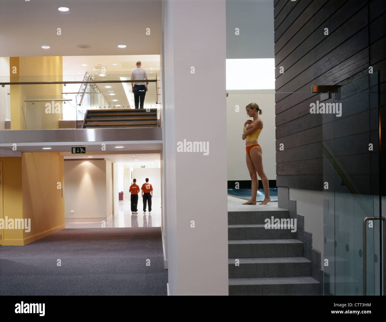 holmes place swimming pool stair to main reception corridor Stock Photo ...