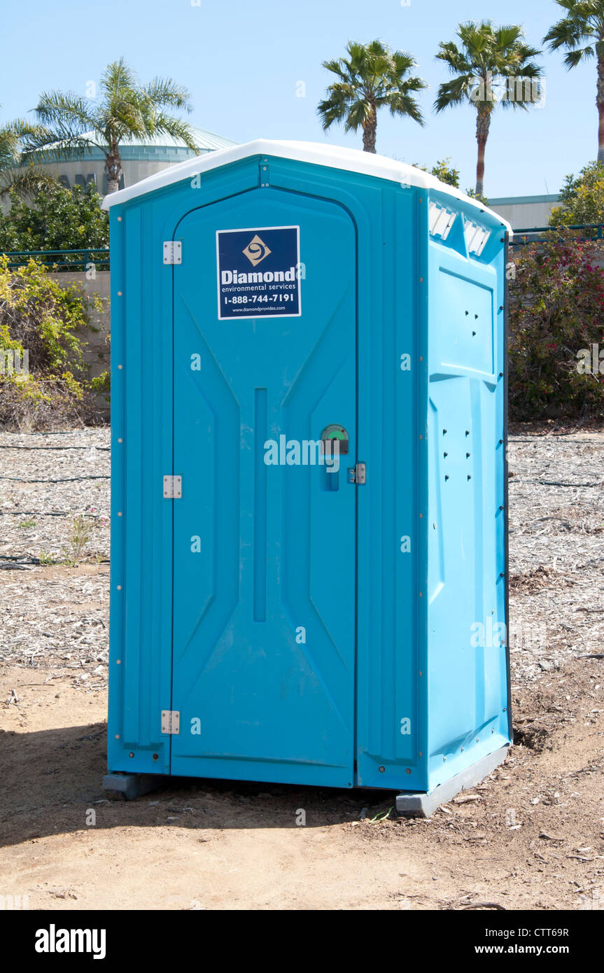 Blue public toilet Stock Photo - Alamy