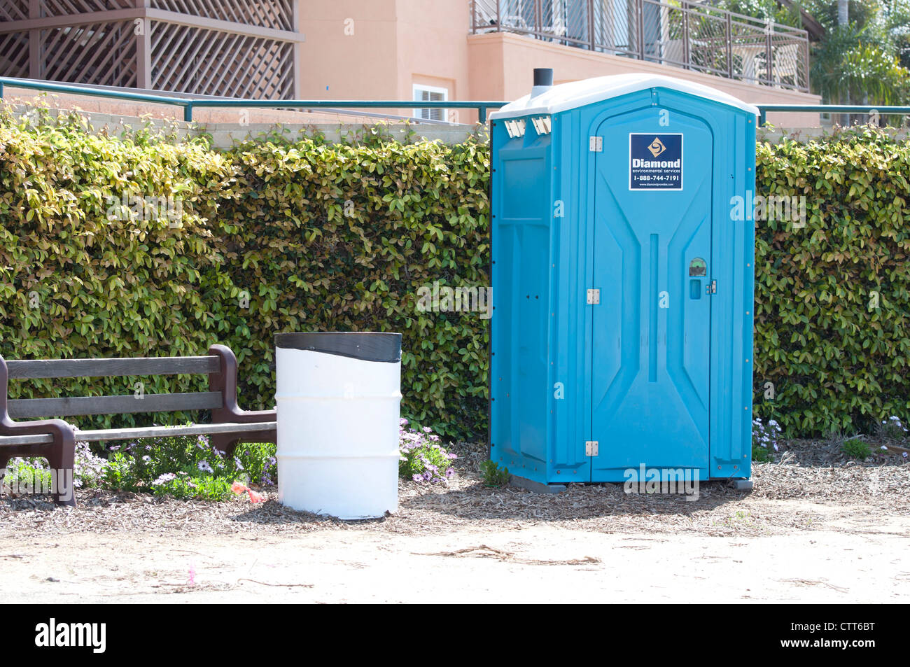 Blue public toilet Stock Photo - Alamy