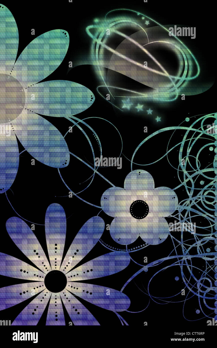Beautiful illustrated flower design with background pattern Stock Photo ...