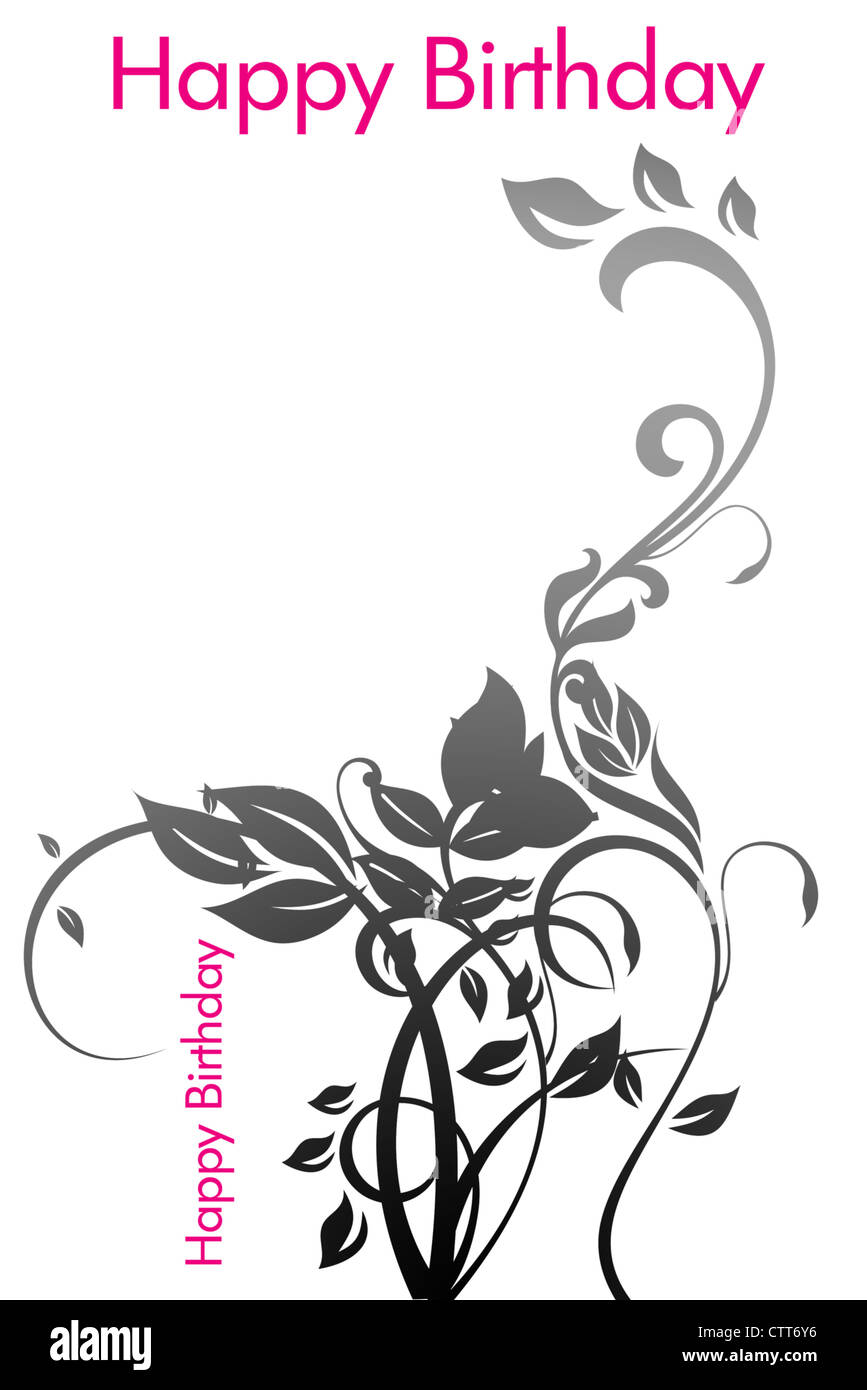 Illustrated birthday card with flowers, gradient and space for your ...