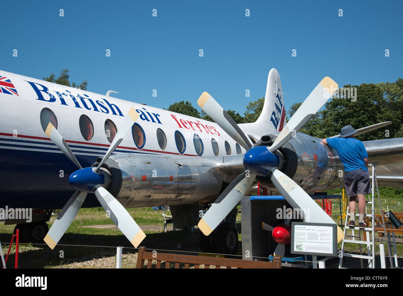 British Air Ferries Vickers 806 Viscount aircraft at Brooklands Museum ...
