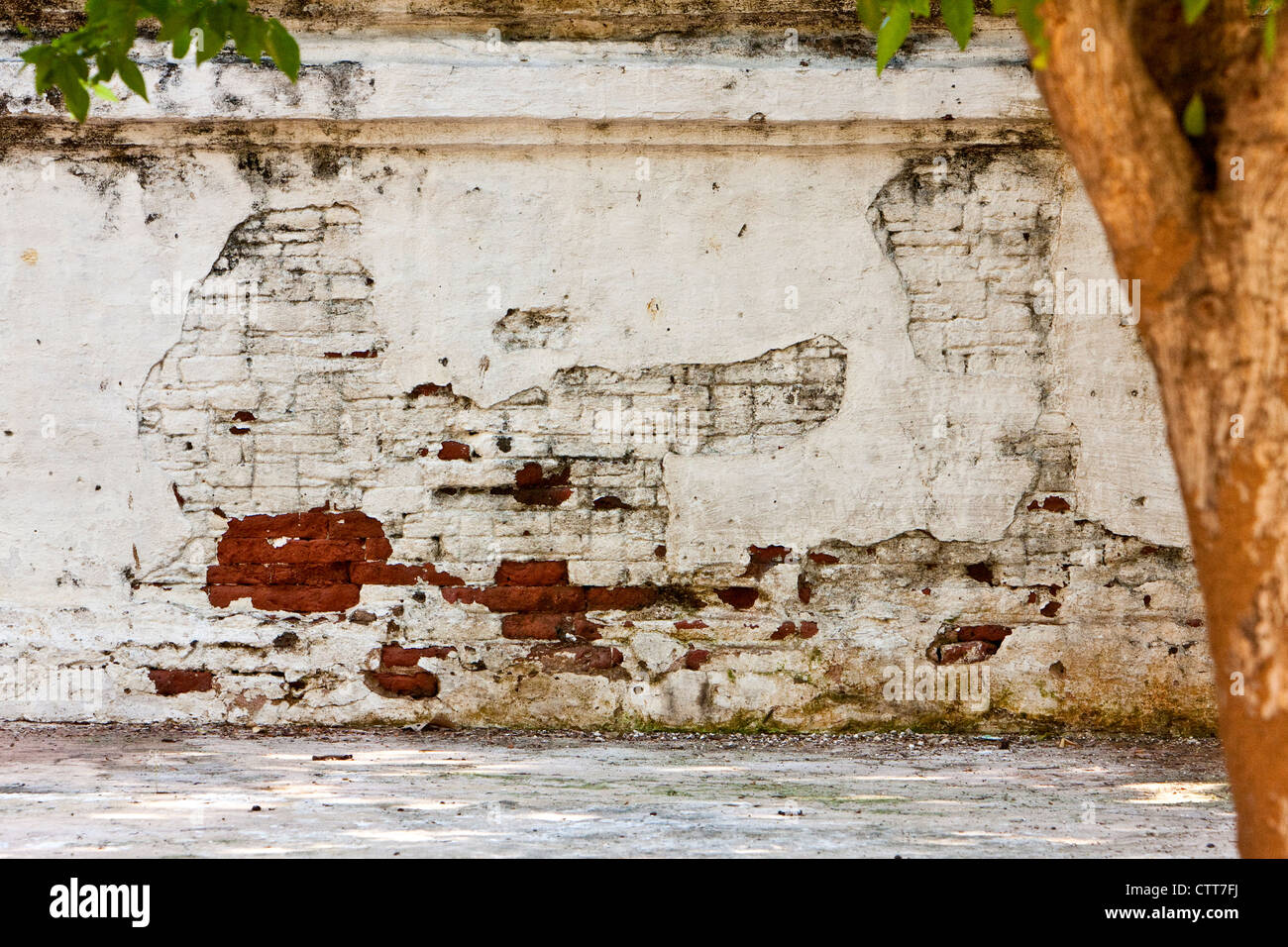 Myanmar, Burma. Old Wall, Plaster Falling off to Reveal Underlying ...