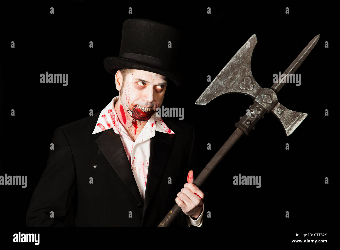 A zombie groom poses with an ancient weapon Stock Photo - Alamy