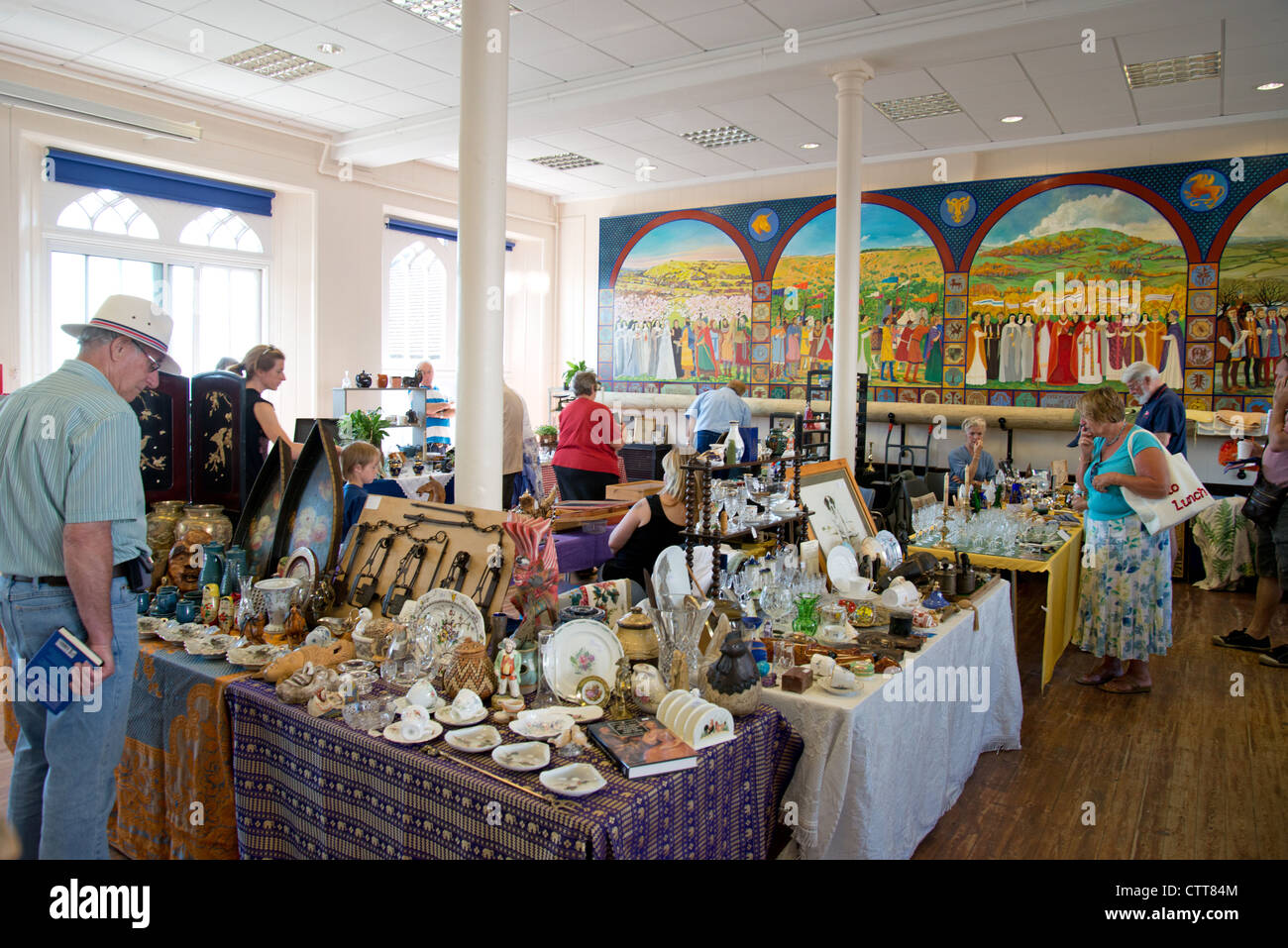 Indoor antique market in Town Hall, High Street, Shaftesbury, Dorset ...