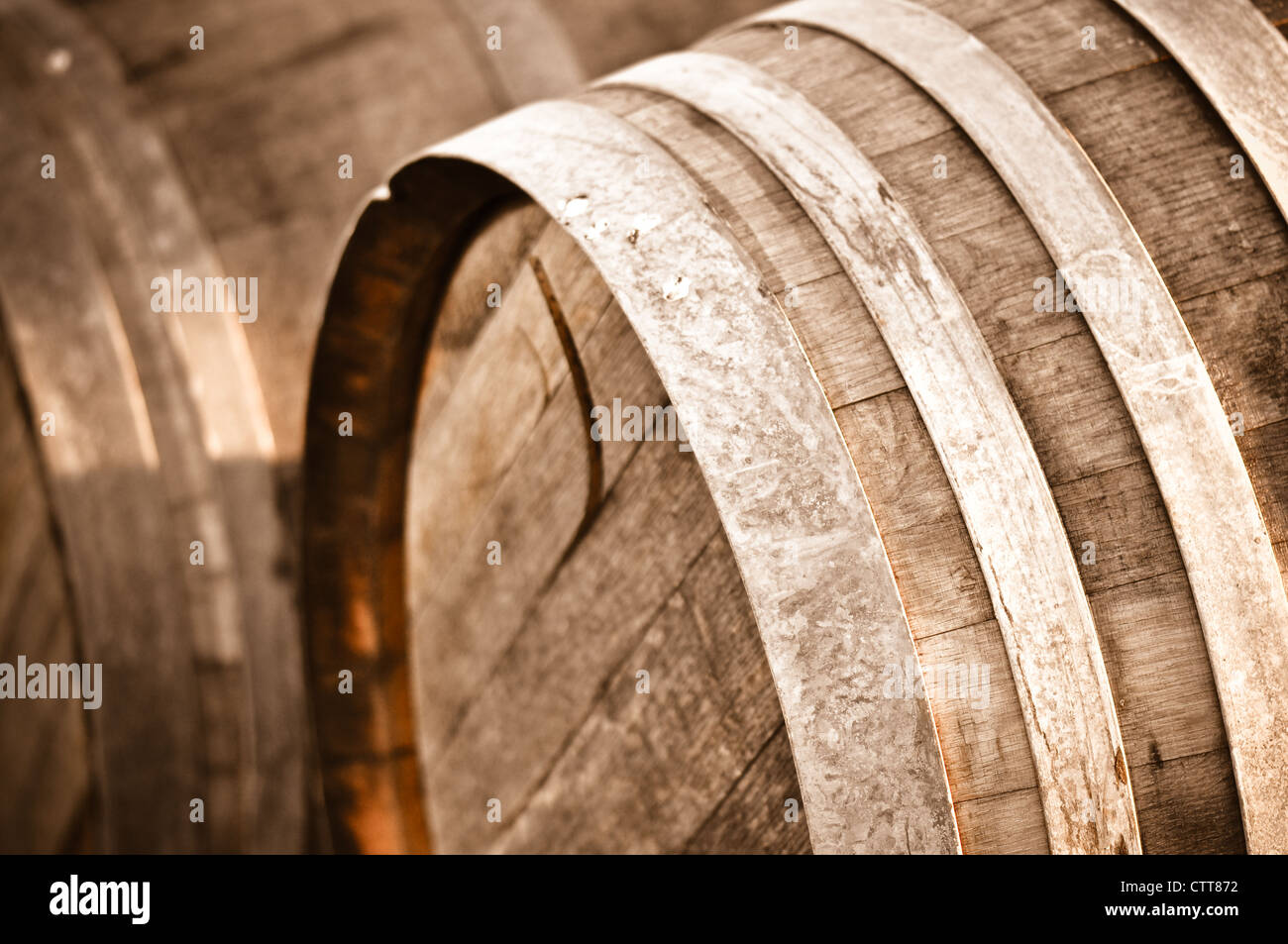 Wine Barrel in Cellar Stock Photo - Alamy