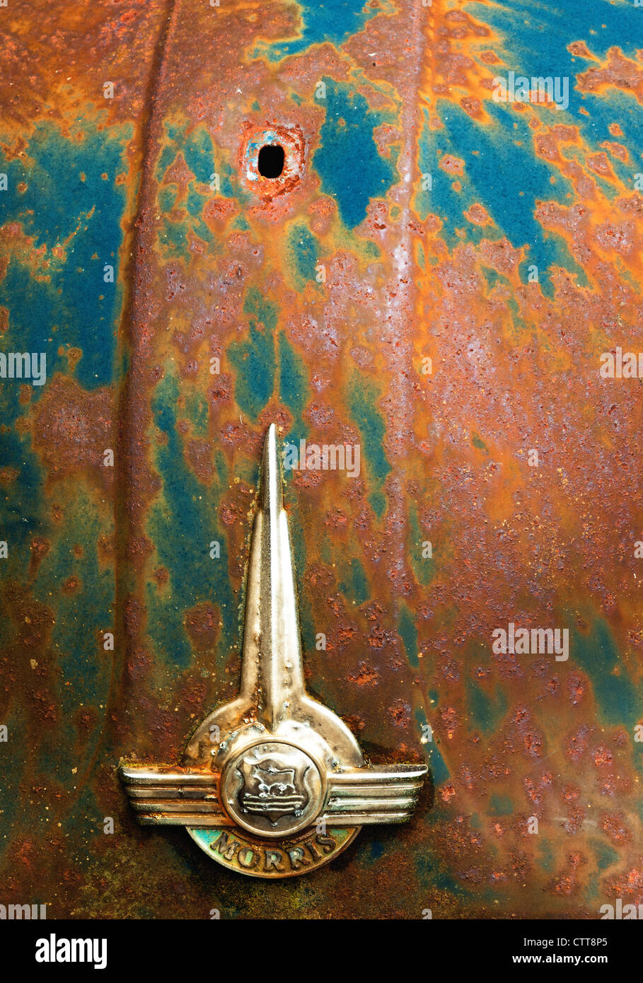 Rusty old Morris Minor car bonnet Stock Photo - Alamy