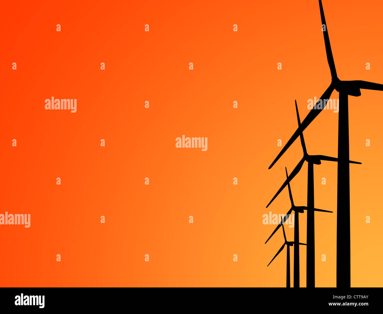 wind turbine generator group have space on left Stock Photo - Alamy