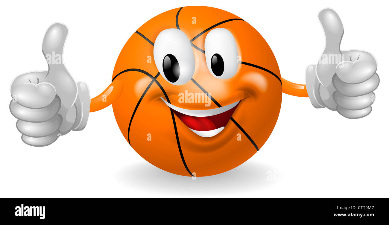 Illustration of a cute happy basketball ball mascot man smiling and ...