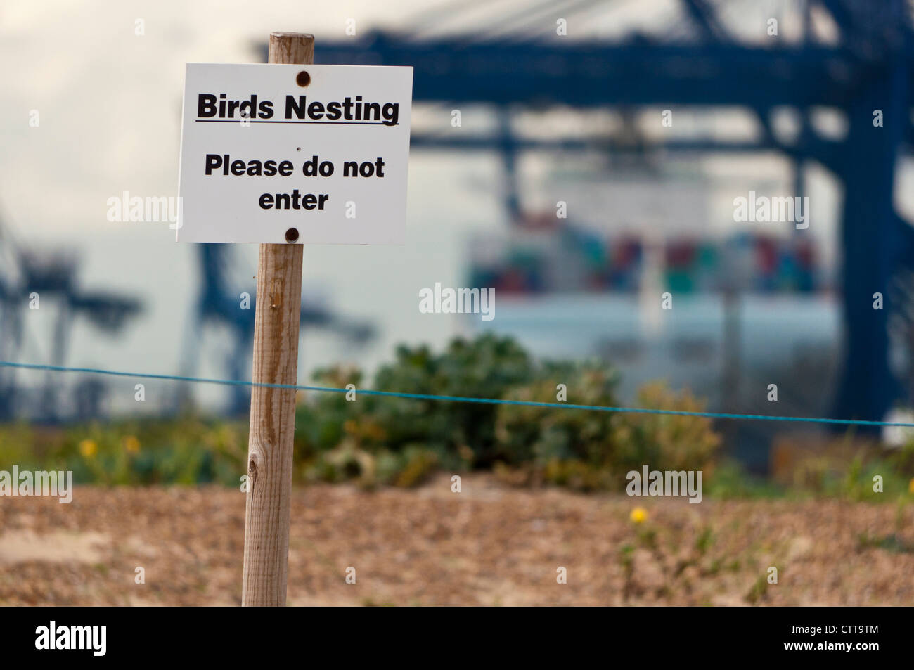 [Birds nesting] sign Landguard nature reserve Felixstowe Suffolk Stock ...