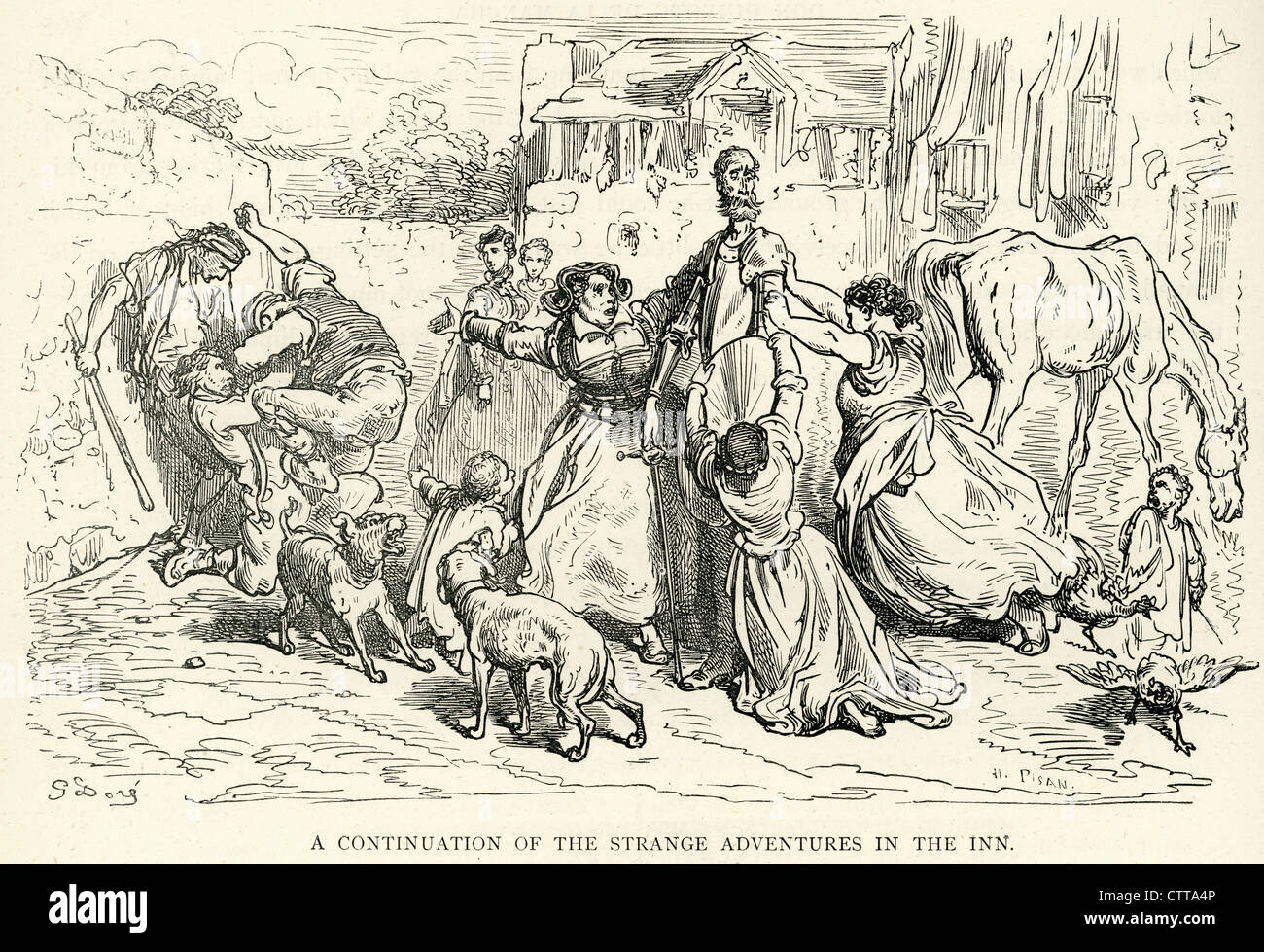 Don Quixote's adventure in the Inn. Illustration by Gustave Dore from ...