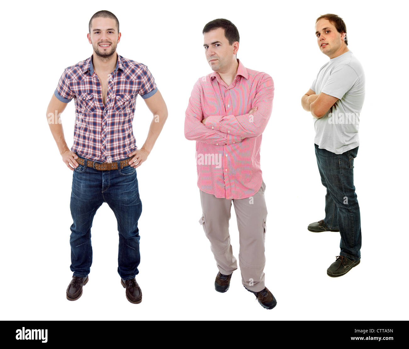 three young man full length, isolated on white Stock Photo - Alamy