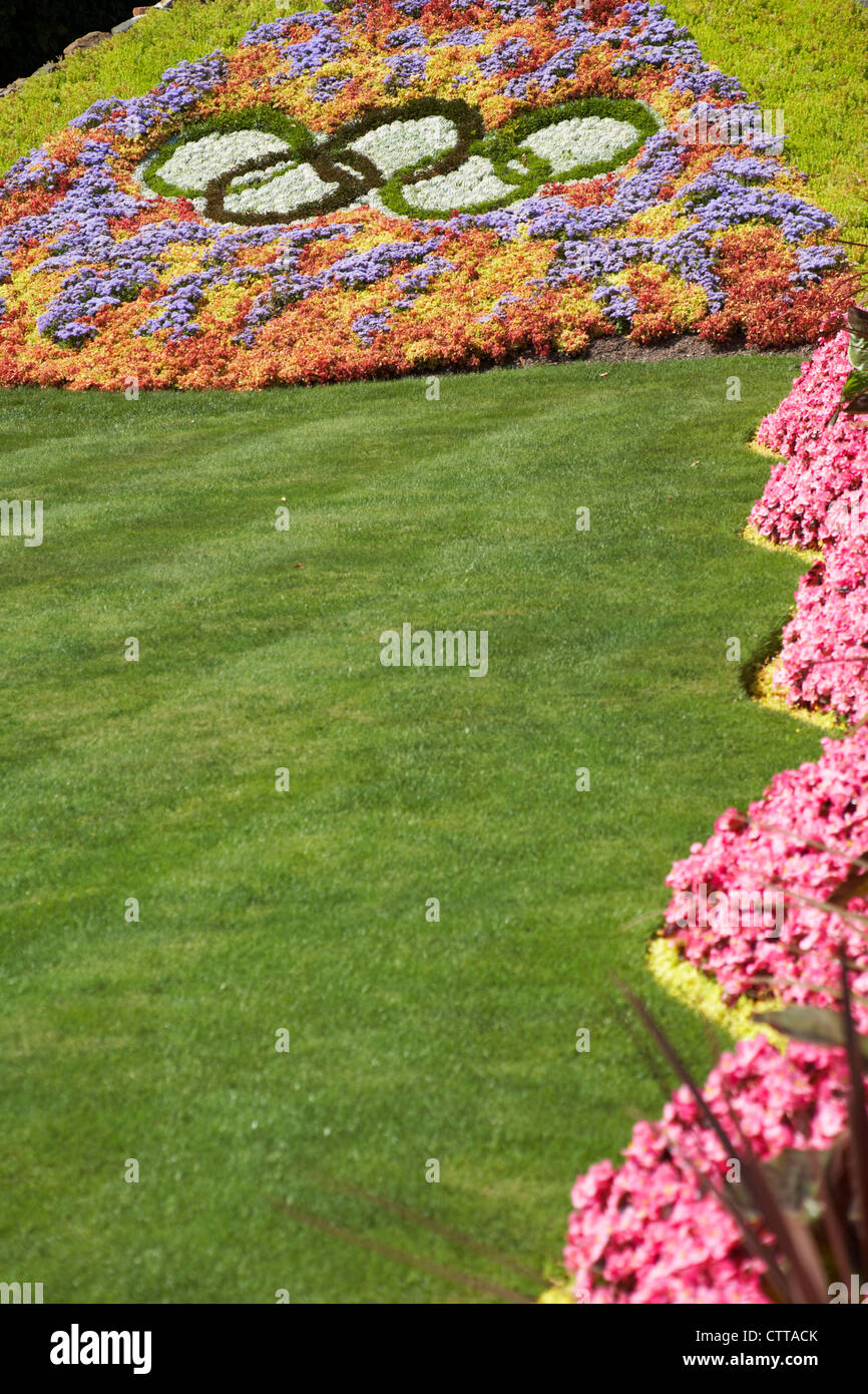 flower beds with plants arranged in the shape of the Olympic rings at ...