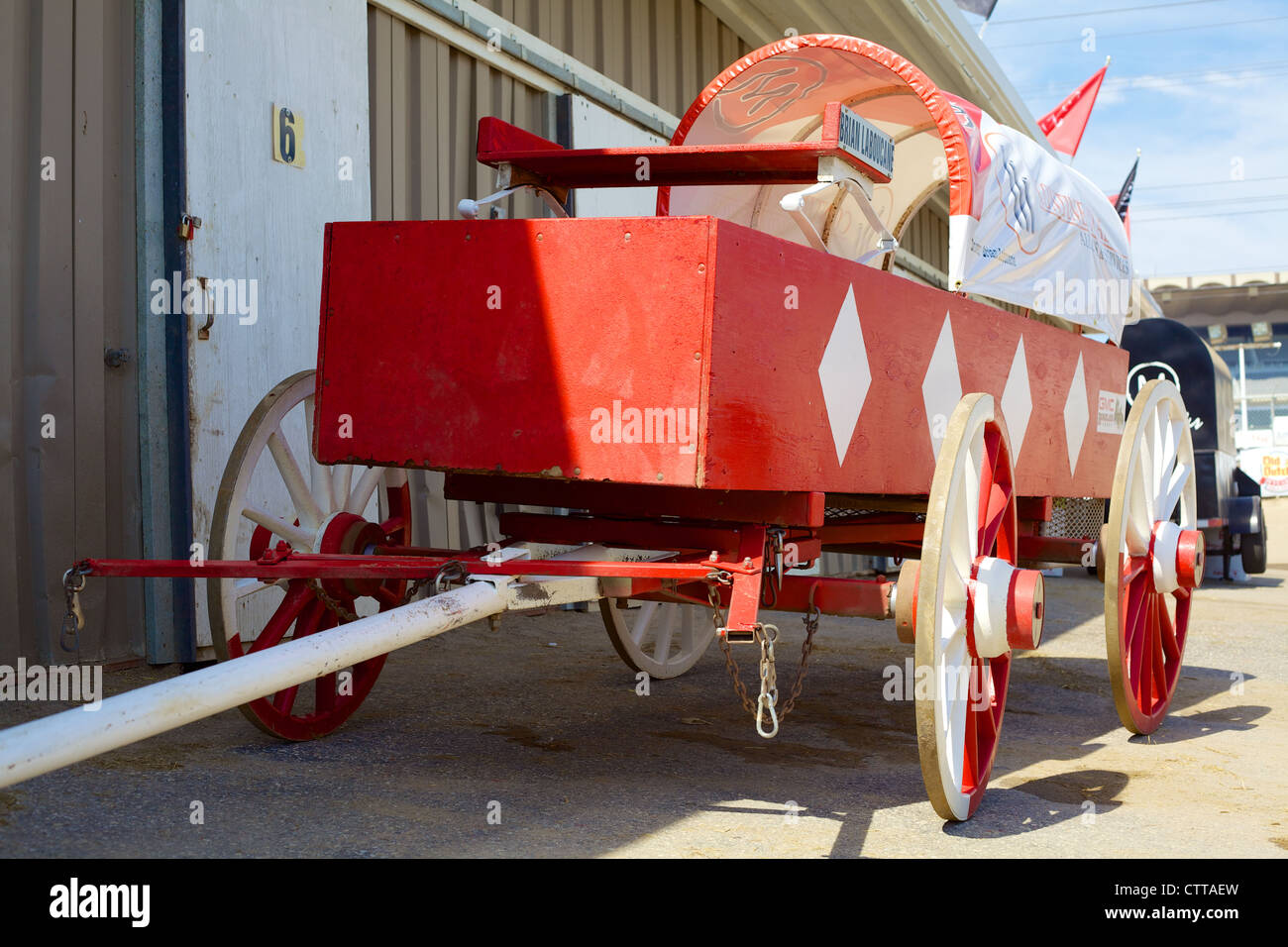 A wagon inside the back area of Calgary stampede Stock Photo - Alamy
