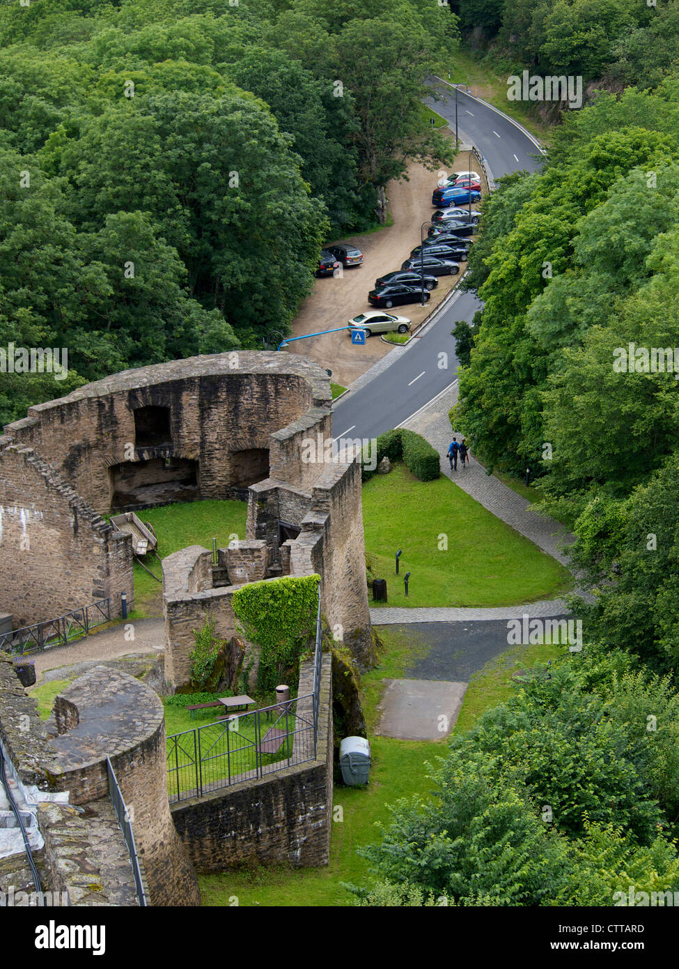 Bourscheid castle entrance, seen from the chateau. Luxemburg Stock ...
