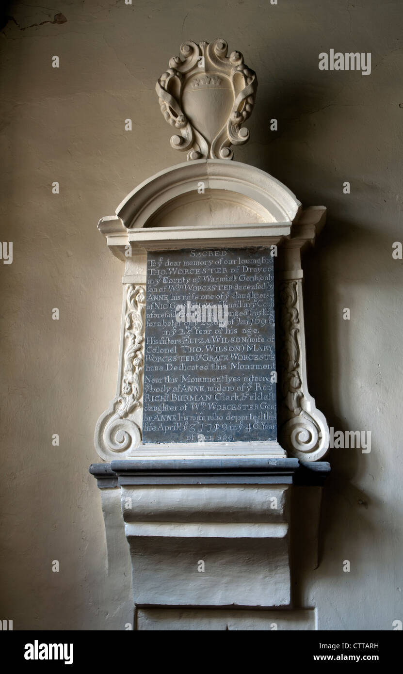 Thomas Worcester memorial, St. Peter`s Church, Bourton-on-Dunsmore ...