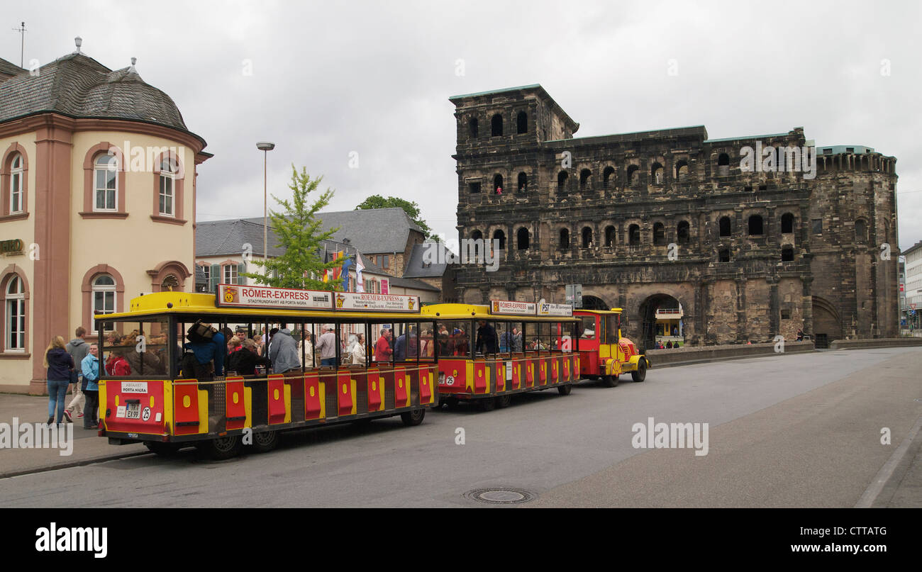 Tourist train in Trier that visits the Roman sites in the city, here ...