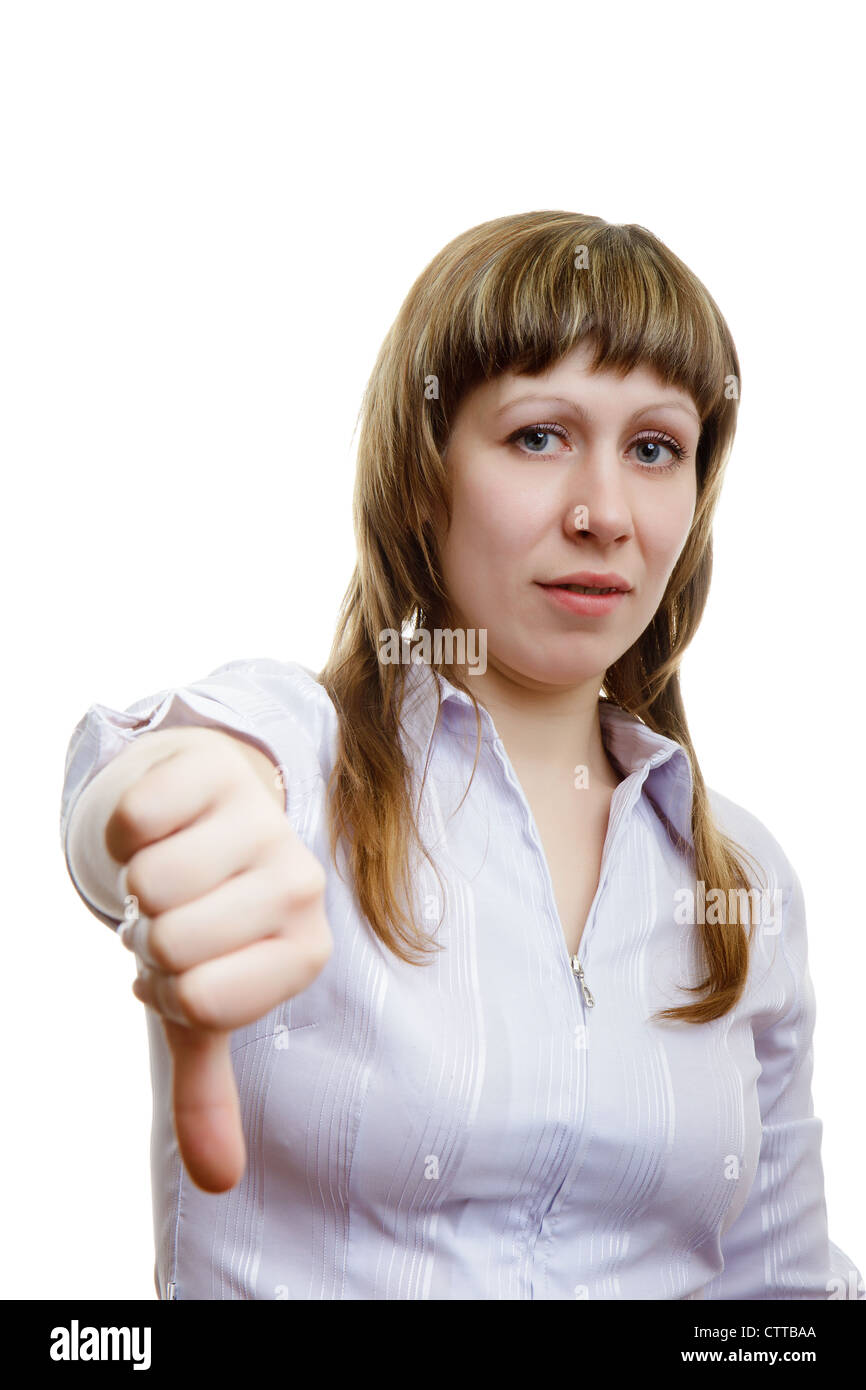 young girl is a gesture of contempt. white background Stock Photo - Alamy