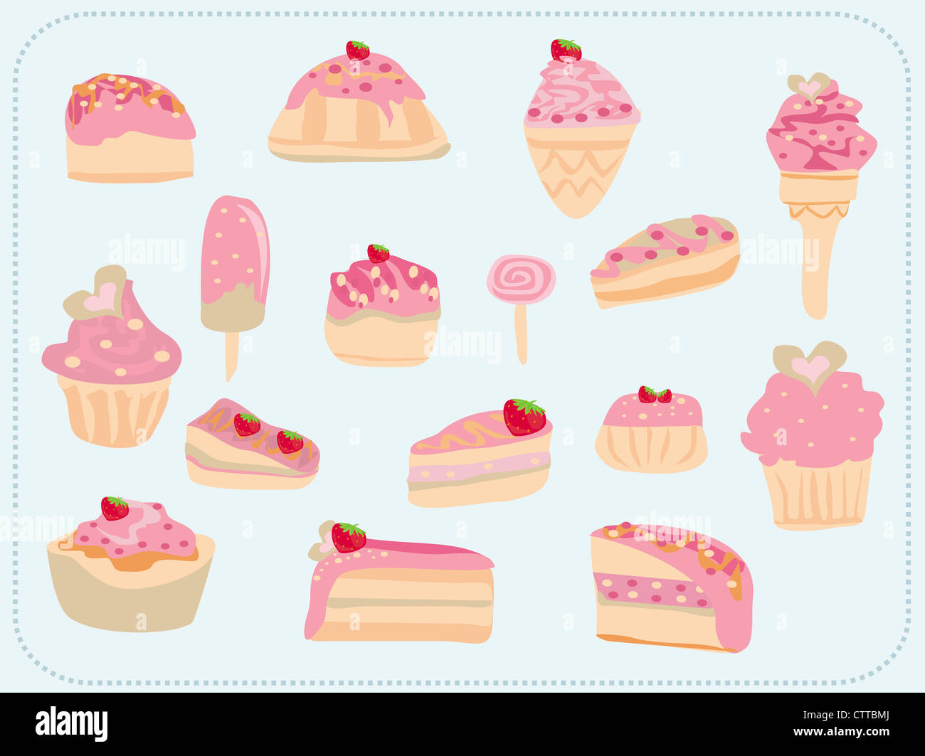 sweet dessert set background Stock Photo - Alamy